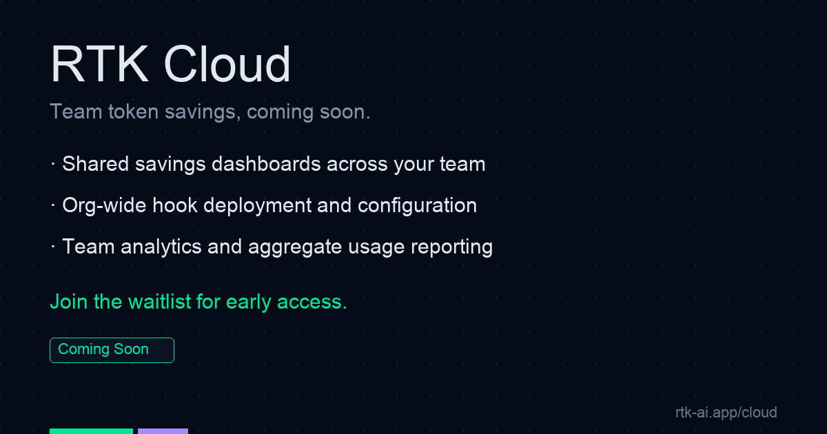 RTK Cloud — Team Token Savings | rtk-ai